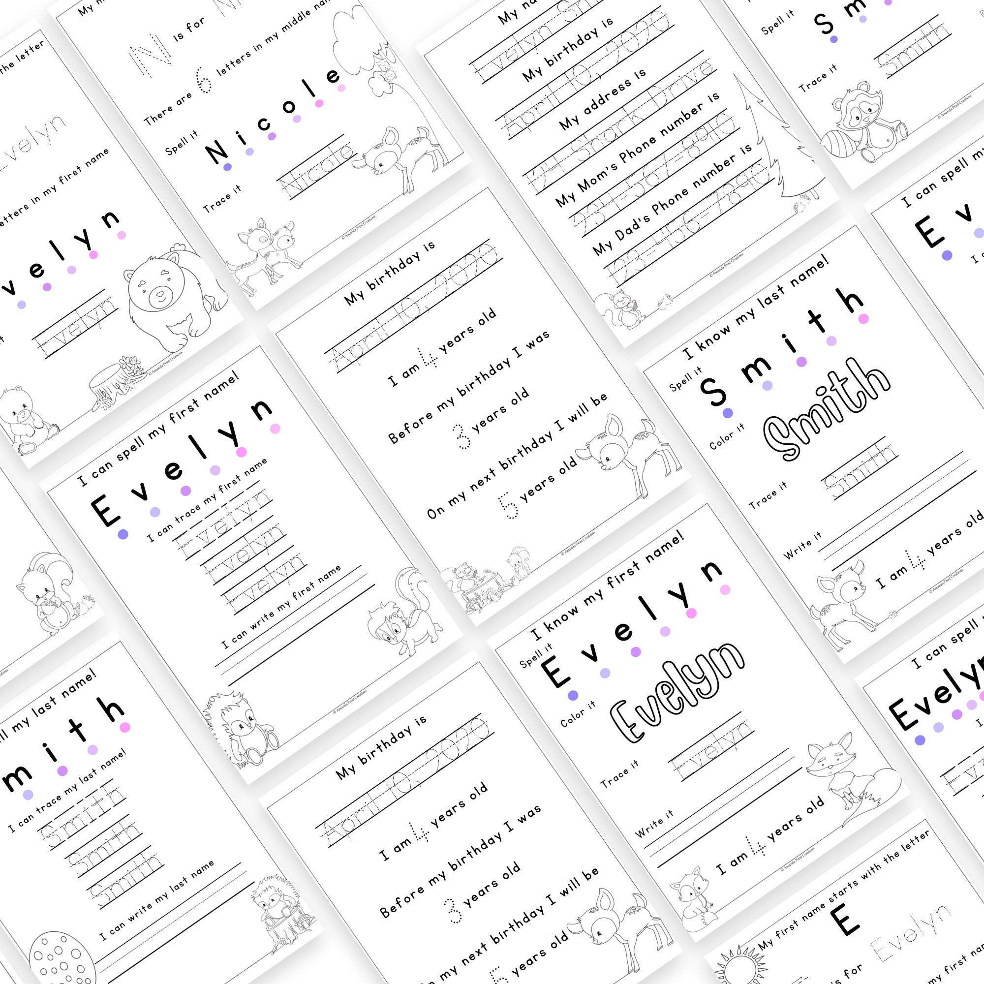 Editable Canva Name Tracing Worksheet - Preschool Handwriting Practice ...