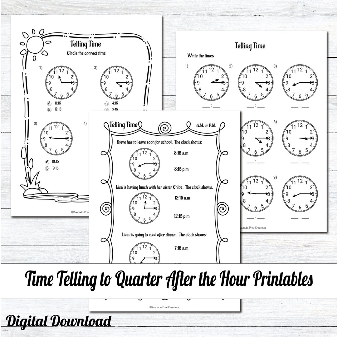 Telling Time Quarter Hour After Worksheets / Clock Practice for Kids ... Telling Time Quarter Hour After Worksheets / Clock Practice for Kids ...