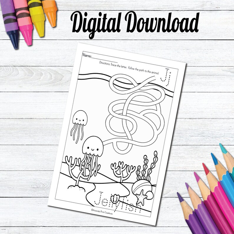 Alphabet Animal Mazes Activity Pages for Kids Kids Maze - Etsy