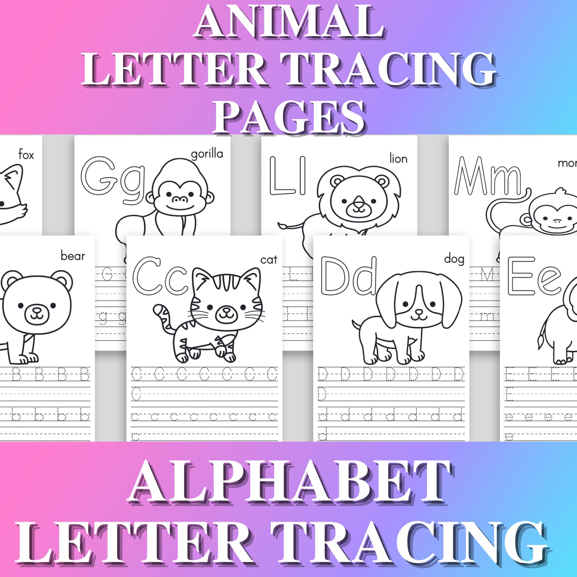 A to Z Letter Tracing Animal Coloring Pages /preschool Handwriting ...