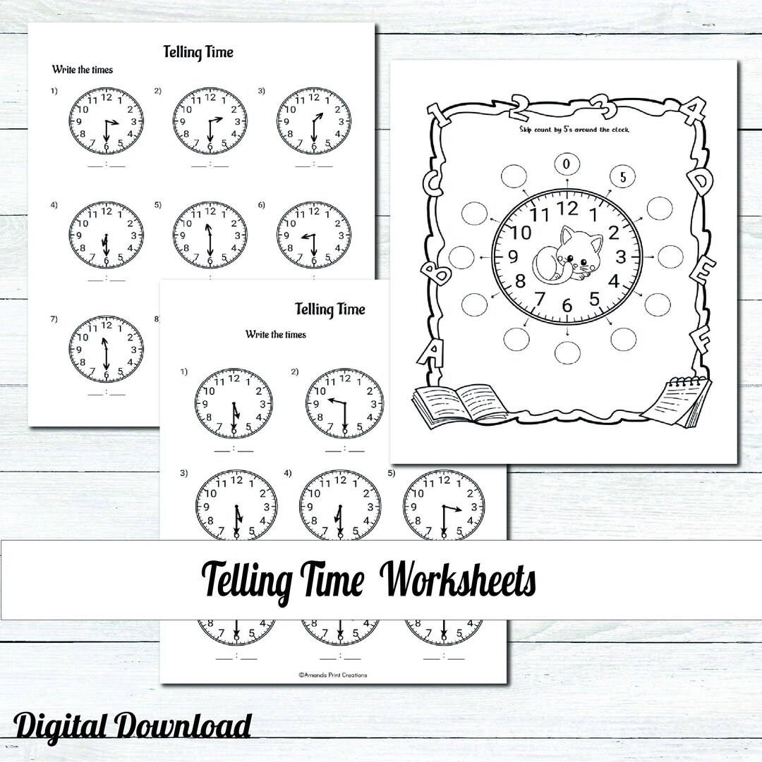 Telling Time to the Half Hour Worksheets / Clock Practice for Kids ...