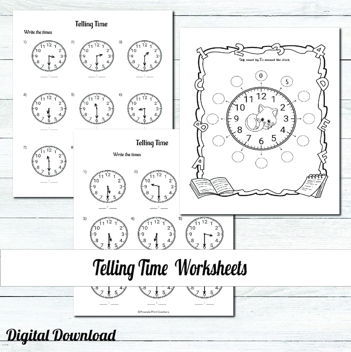 Telling Time to the Half Hour Worksheets / Clock Practice for Kids ...