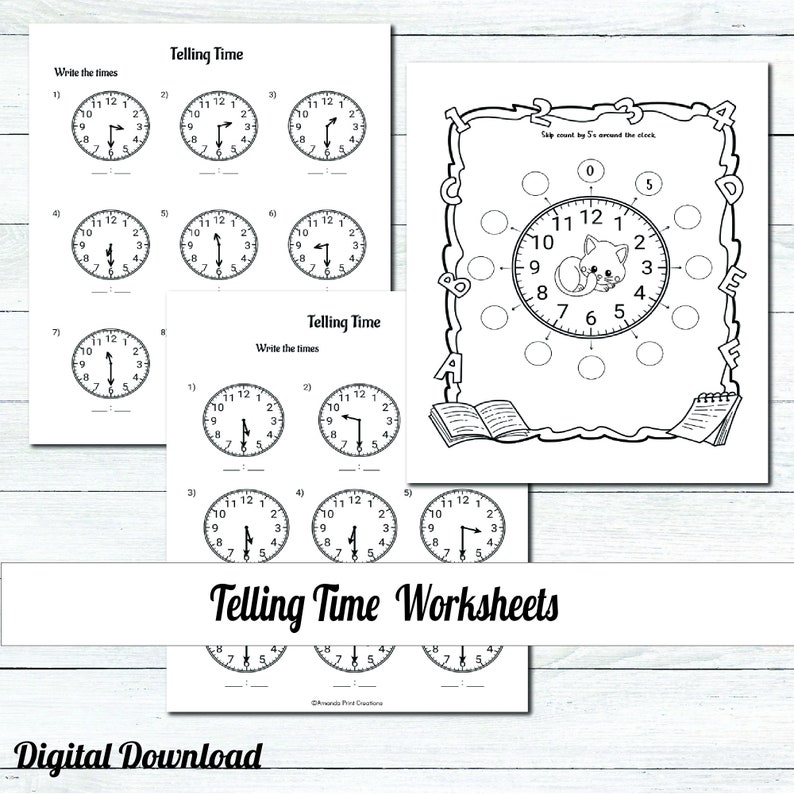Telling Time to the Half Hour Worksheets / Clock Practice for Kids ...