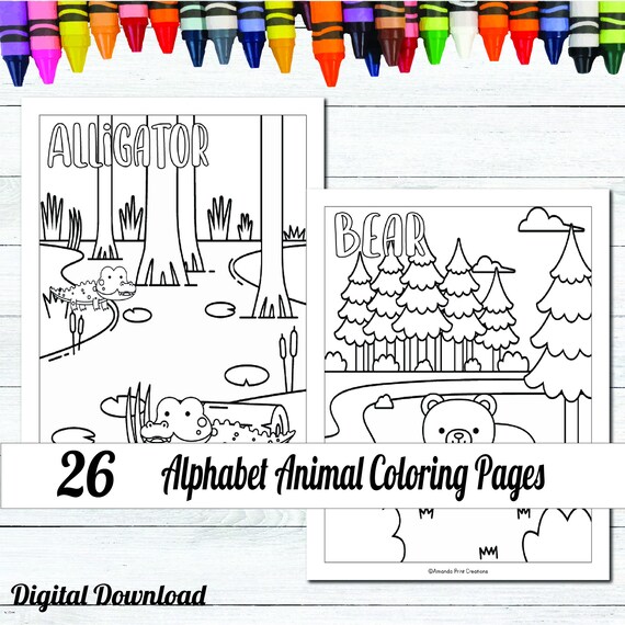 A-Z Animal Coloring Pages for Kids Printable Alphabet - Etsy