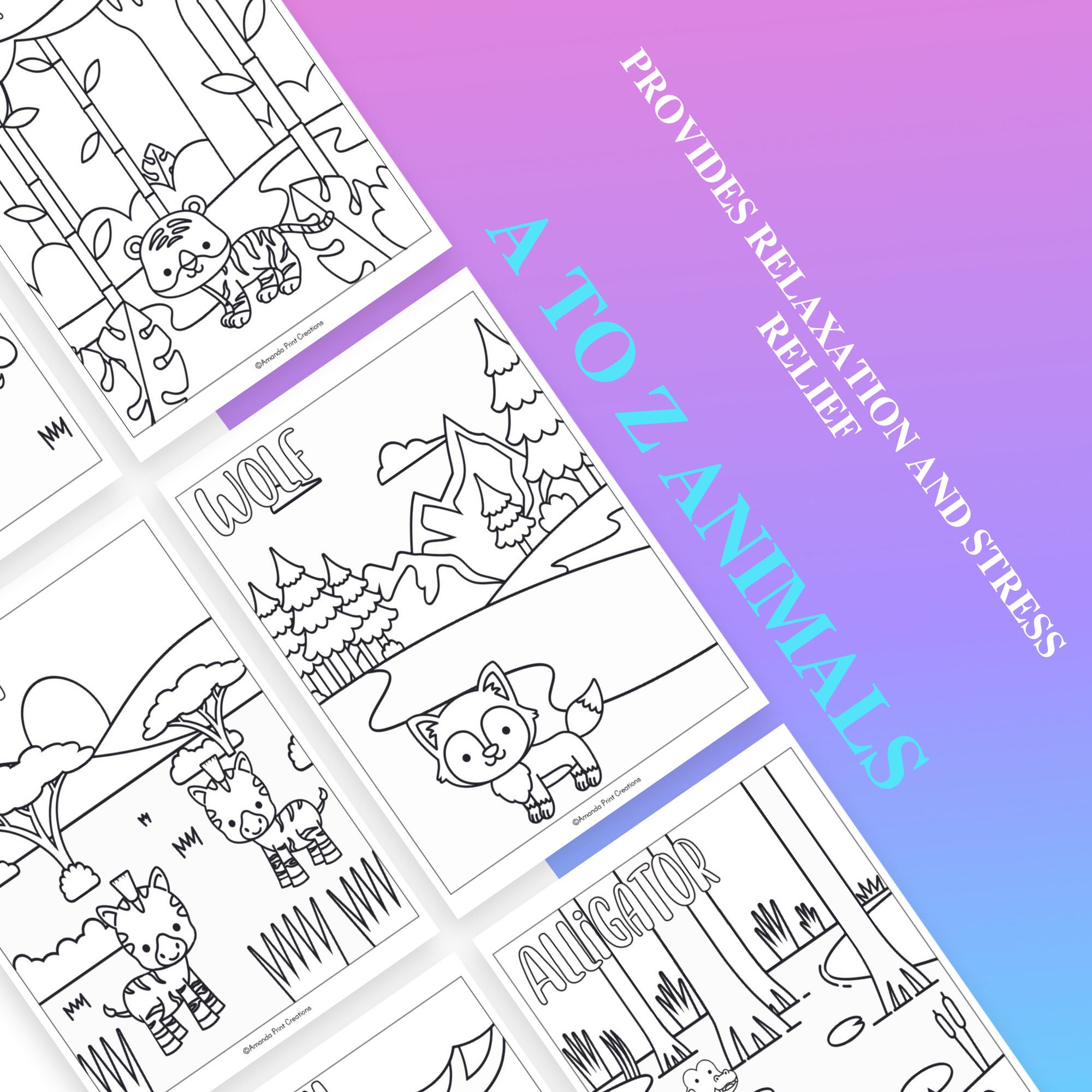 A-Z Animal Coloring Pages for Kids, Printable Alphabet Coloring Sheets ...