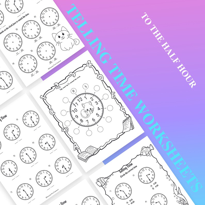 Telling Time to the Half Hour Worksheets / Clock Practice for Kids ...