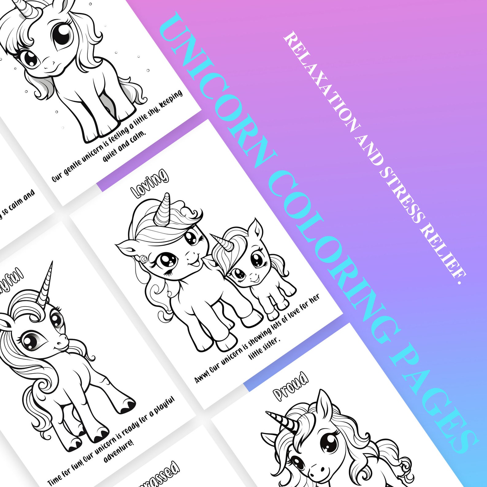 Magical Unicorns Rainbow of Emotions; Fun Coloring Pages for Little ...