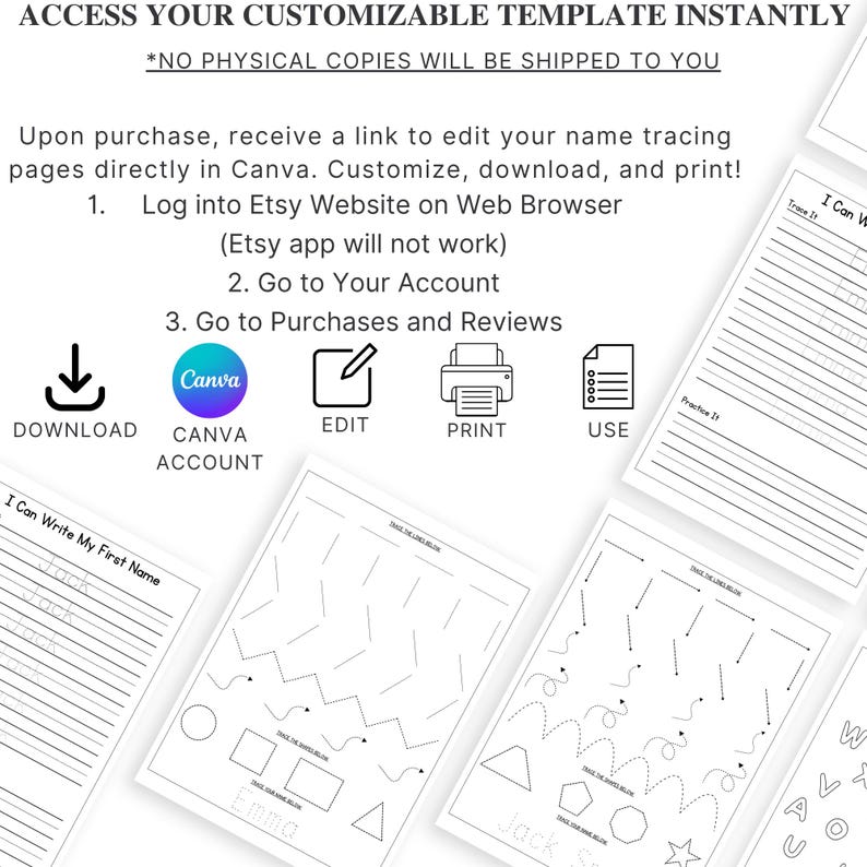 Editable Canva Name Tracing Worksheet, Personalized Preschool Writing ...