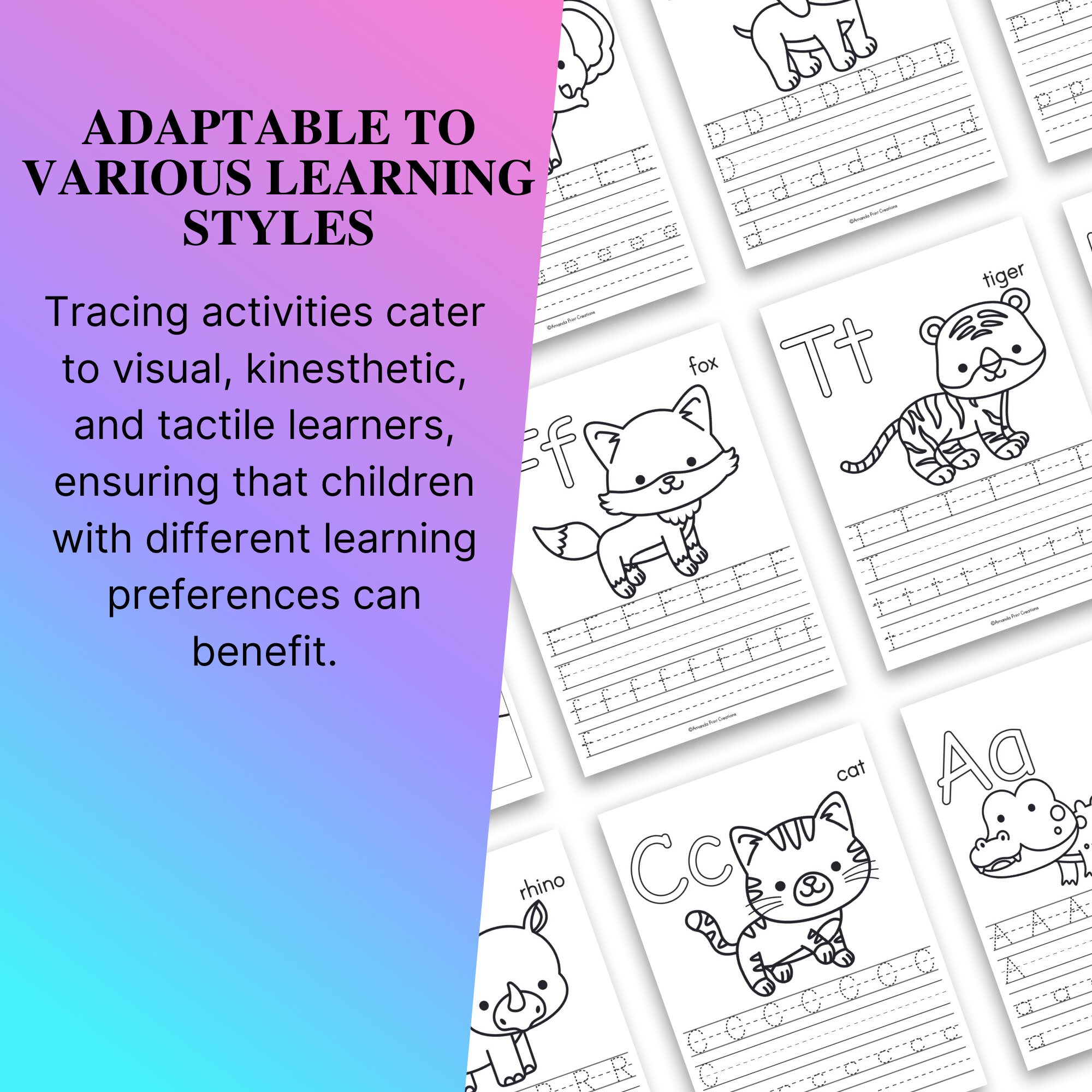 A to Z Letter Tracing Animal Coloring Pages /preschool Handwriting ...