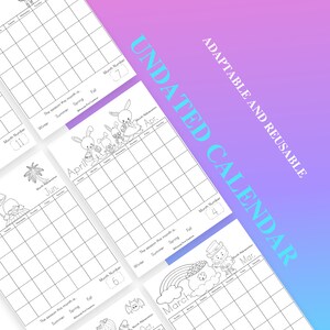 Undated Monthly Calendar for Kids, Calendar Practice for Kids, Undated ...