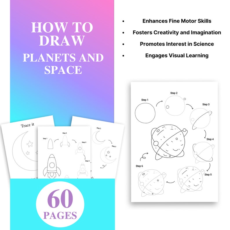How to Draw Space and Planets for Kids / Explore the Universe With Step ...