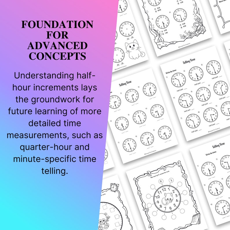 Telling Time to the Half Hour Worksheets / Clock Practice for Kids ...