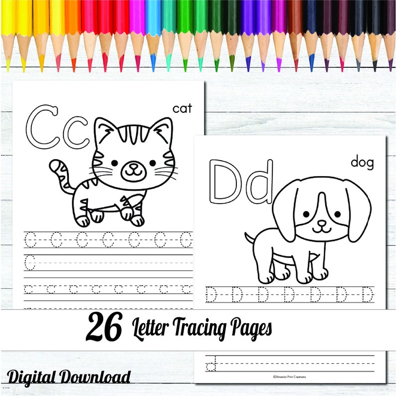 A to Z Letter Tracing Animal Coloring Pages /preschool - Etsy