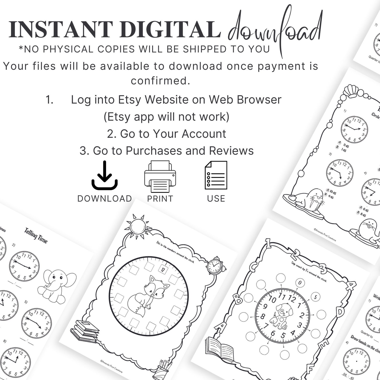 Telling Time Quarter to Hour Worksheets / Clock Practice for Kids ...