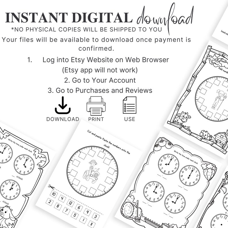 Farm Theme Telling Time to the Hour Worksheets | Clock Practice for ...