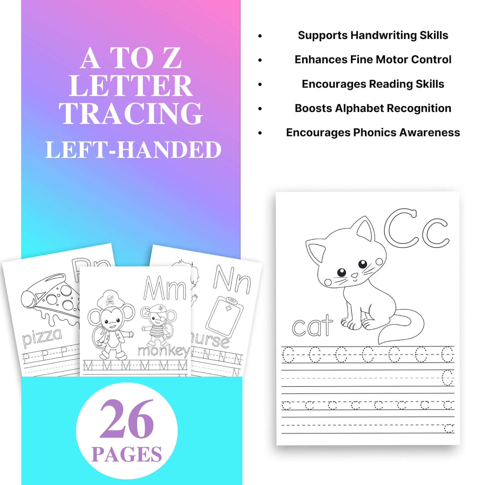 Letter Tracing Coloring Pages /left Handed Preschool Handwriting ...