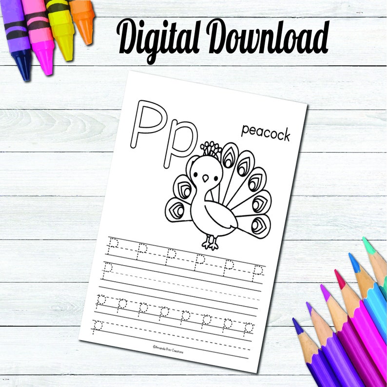 A to Z Letter Tracing Animal Coloring Pages /preschool - Etsy