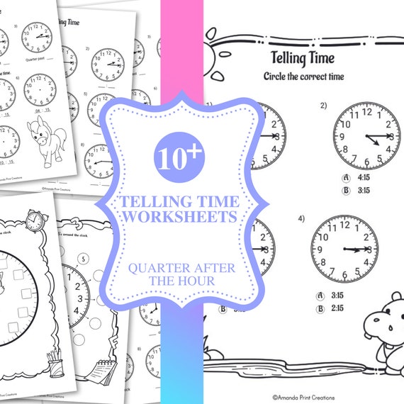 Telling Time Worksheets Quarter Past