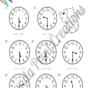 Telling Time to the Half Hour Worksheets / Clock Practice for Kids ...