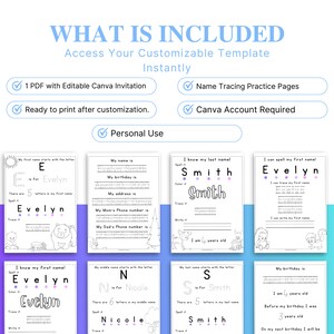 Editable Canva Name Tracing Worksheet - Preschool Handwriting Practice ...