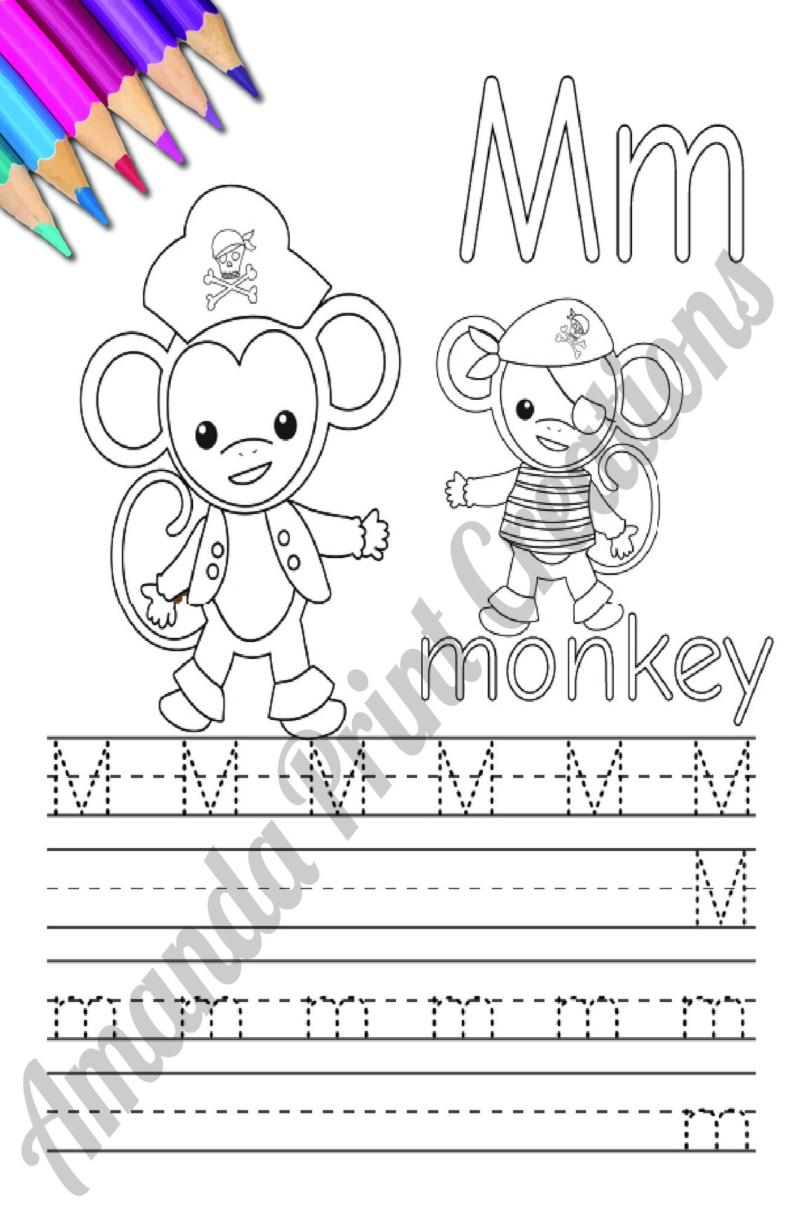 Letter Tracing Coloring Pages /left Handed Preschool - Etsy