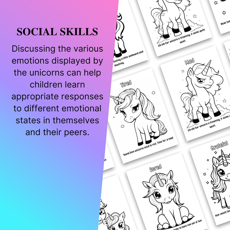 Magical Unicorns Rainbow of Emotions; Fun Coloring Pages for Little ...