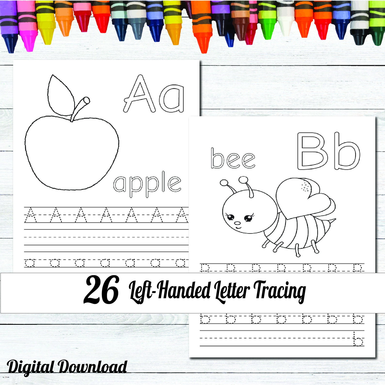 Letter Tracing Coloring Pages /left Handed Preschool - Etsy
