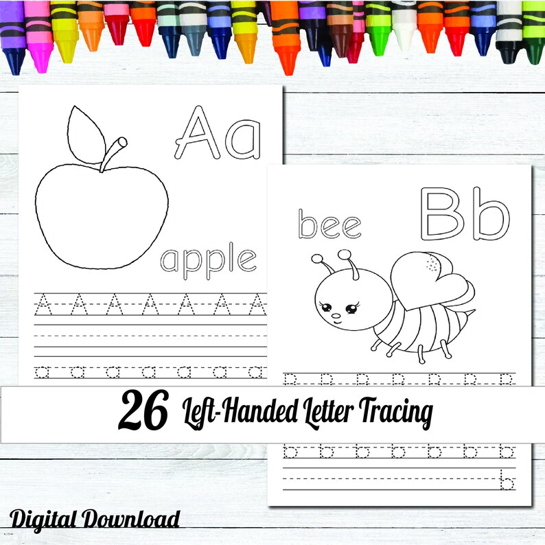 Letter Tracing Coloring Pages /left Handed Preschool - Etsy