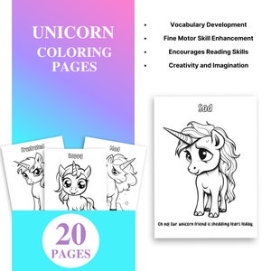 Magical Unicorns Rainbow of Emotions; Fun Coloring Pages for Little ...