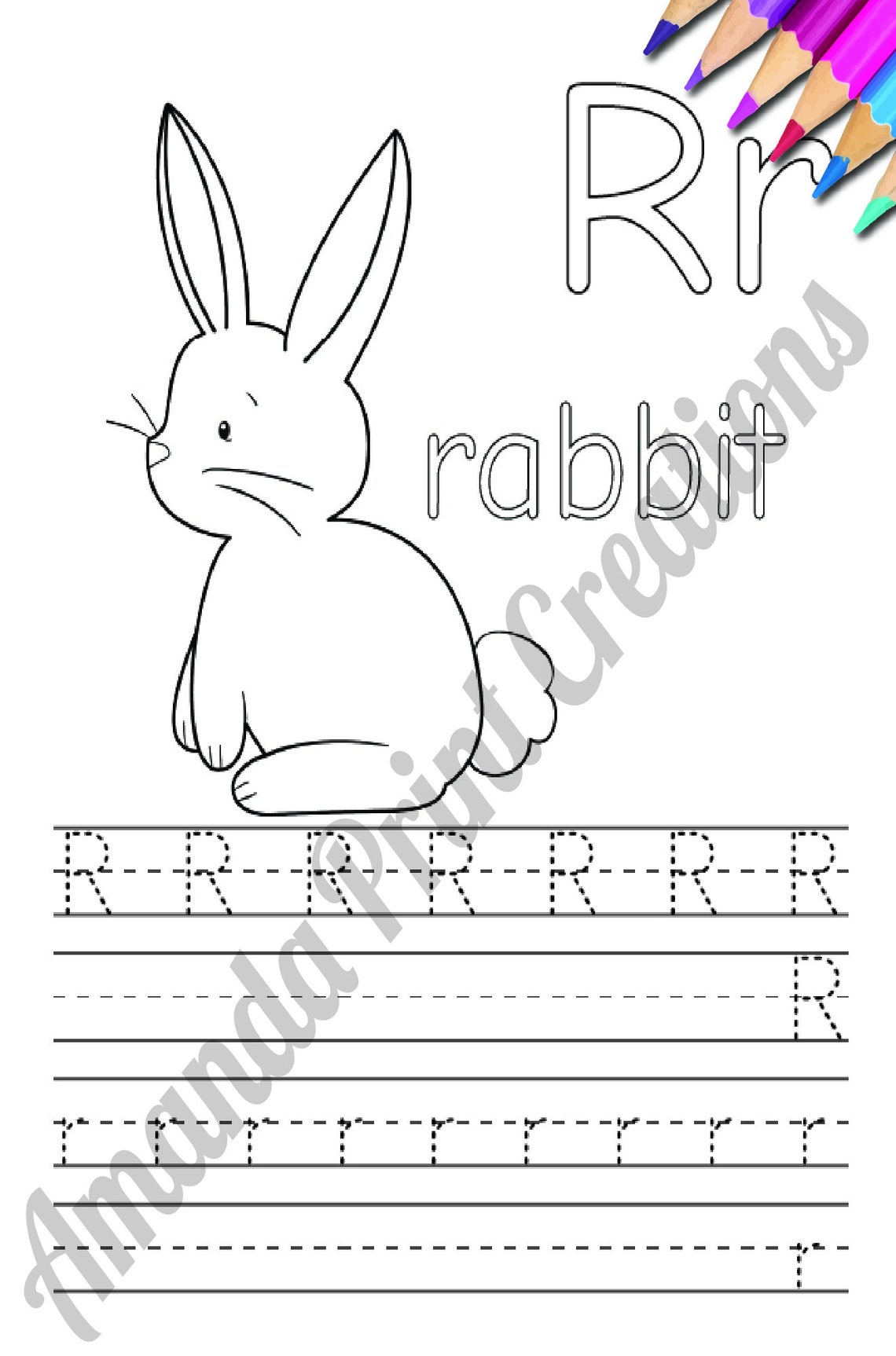 Letter Tracing Coloring Pages /left Handed Preschool - Etsy