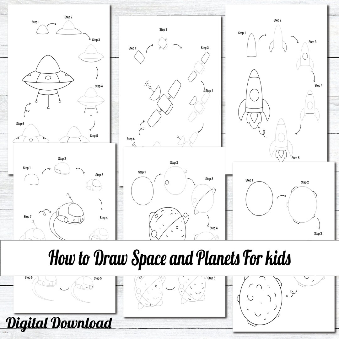 How to Draw Space and Planets for Kids / Explore the Universe - Etsy