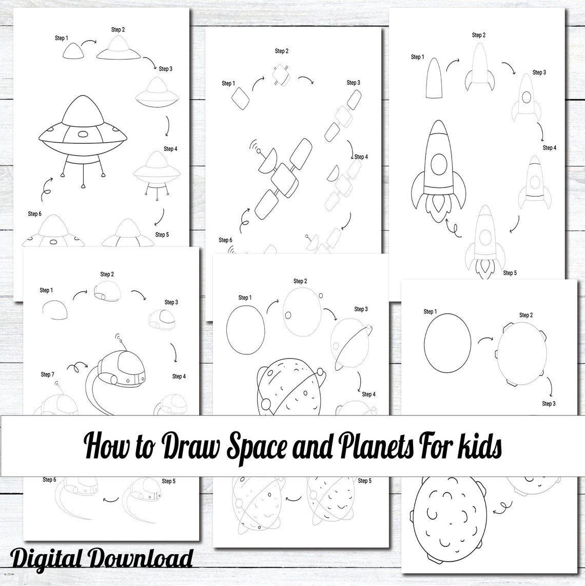 How to Draw Space and Planets for Kids / Explore the Universe - Etsy
