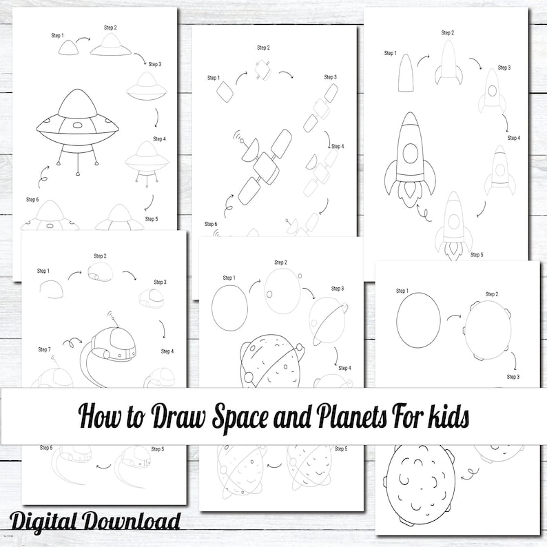 How to Draw Space and Planets for Kids / Explore the Universe - Etsy