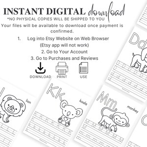 A to Z Letter Tracing Animal Coloring Pages /preschool Handwriting ...