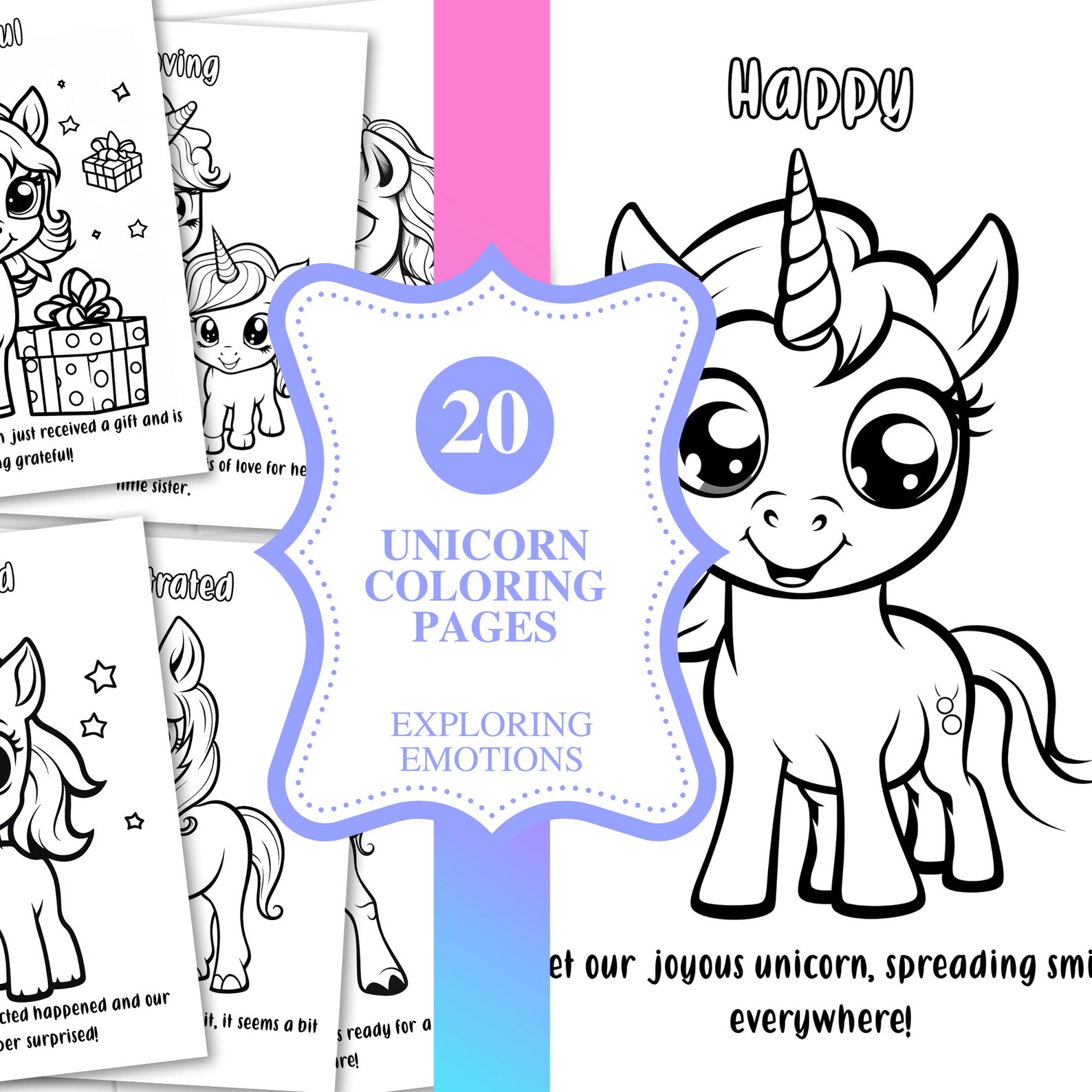 Magical Unicorns Rainbow of Emotions; Fun Coloring Pages for Little ...