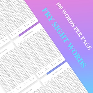 10 Fry Sight Word Checklists / 1,000 High Frequency Sight Words ...