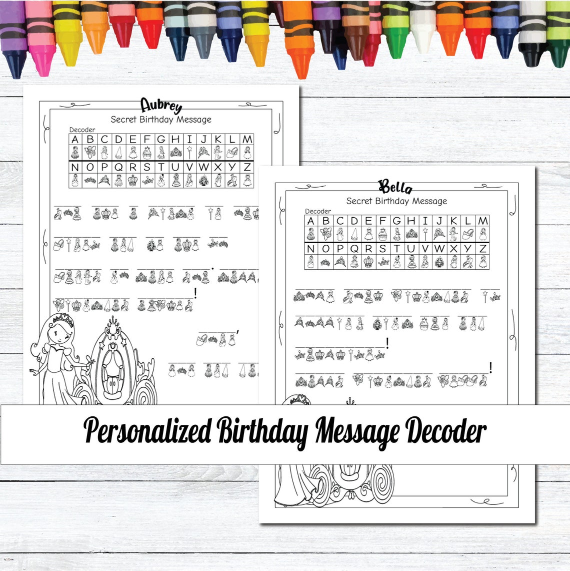 Personalized Princess Themed Birthday Message Decoder for - Etsy