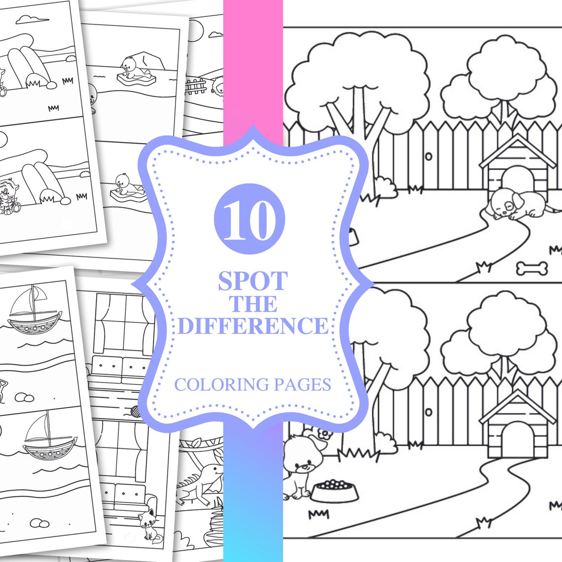 Spot the Difference Coloring Printable Pages for Children - Etsy