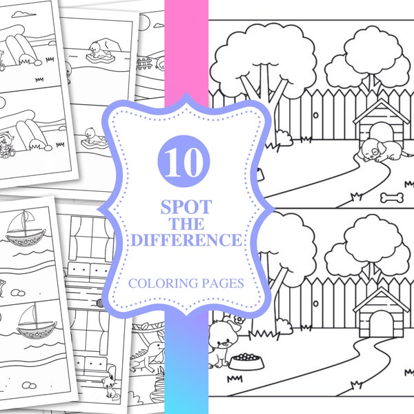 Spot the Difference Coloring Printable Pages for Children - Etsy