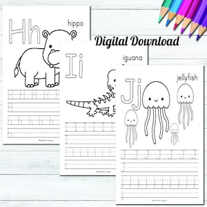 A to Z Letter Tracing Animal Coloring Pages /preschool - Etsy