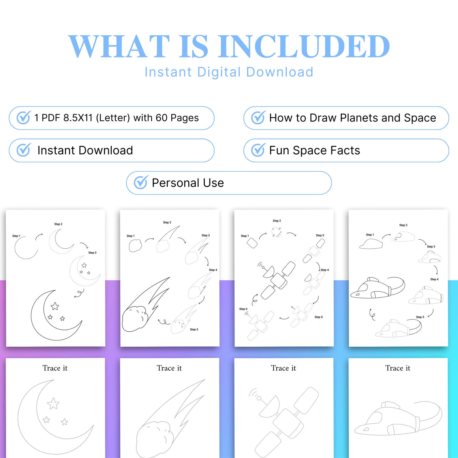 How to Draw Space and Planets for Kids / Explore the Universe With Step ...