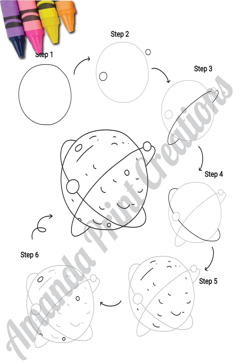 How to Draw Space and Planets for Kids / Explore the Universe - Etsy
