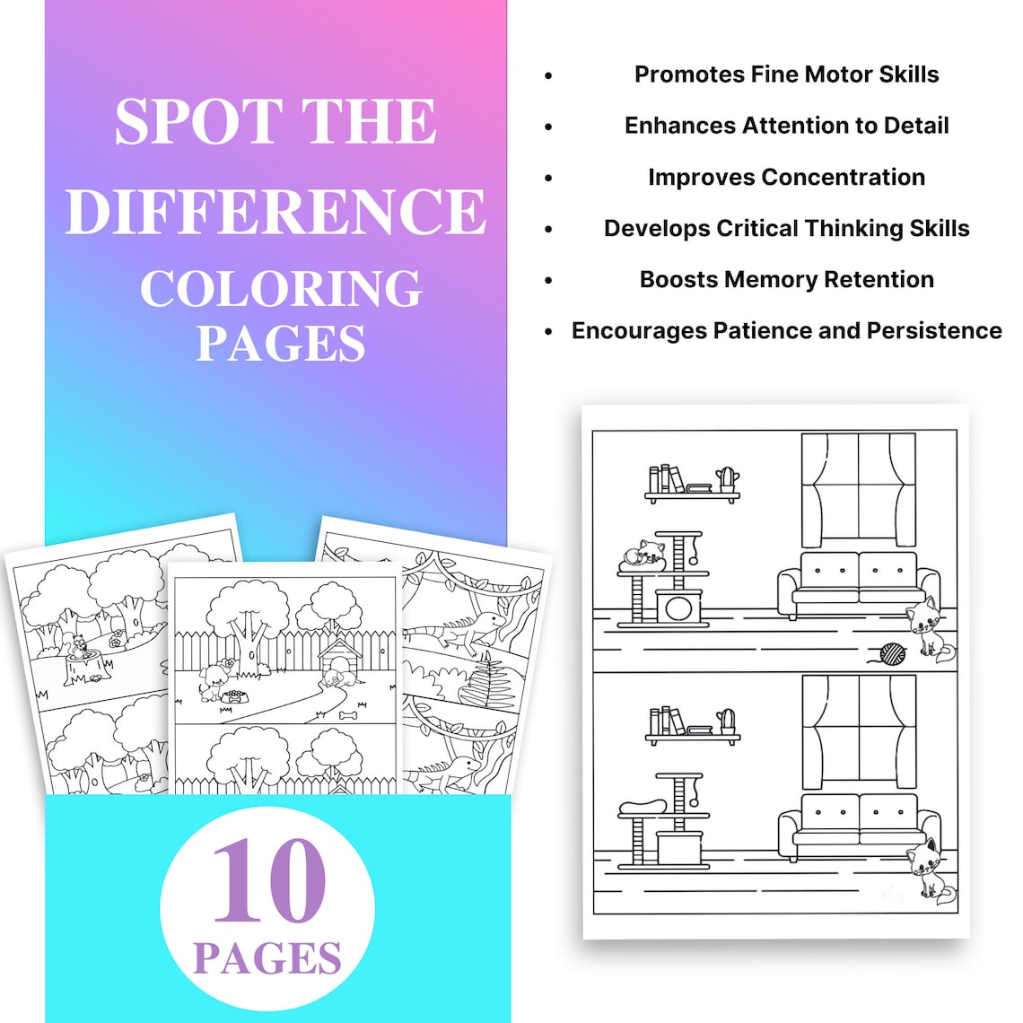 Spot the Difference Coloring Printable Pages for Children - Etsy
