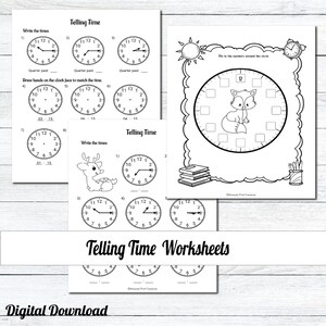 Telling Time Quarter Hour After Worksheets / Clock Practice for Kids ...