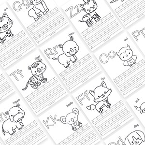 A to Z Letter Tracing Animal Coloring Pages /preschool Handwriting ...