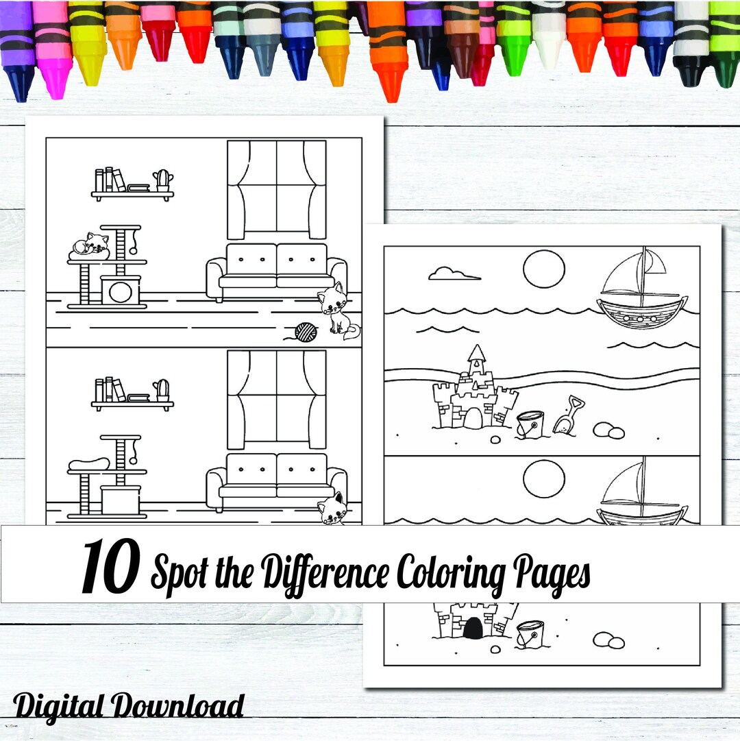 Spot the Difference Coloring Printable Pages for Children - Etsy
