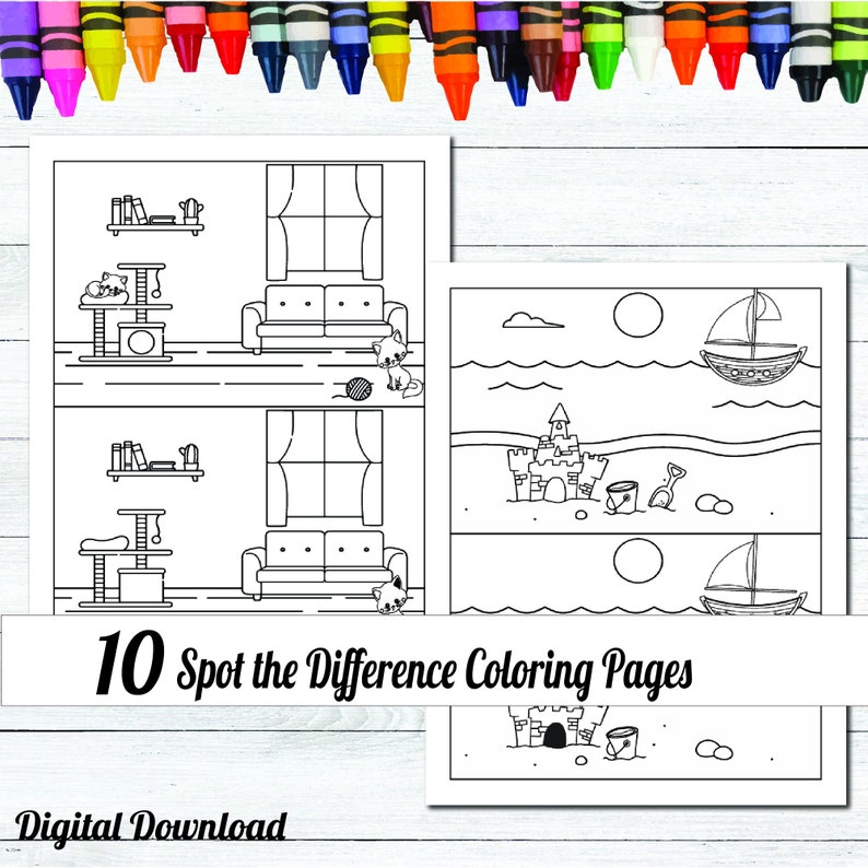 Spot the Difference Coloring Printable Pages for Children - Etsy