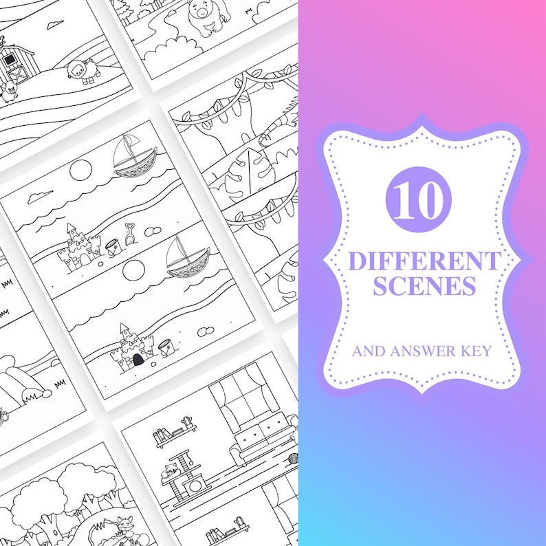 Spot the Difference Coloring Printable Pages for Children - Etsy
