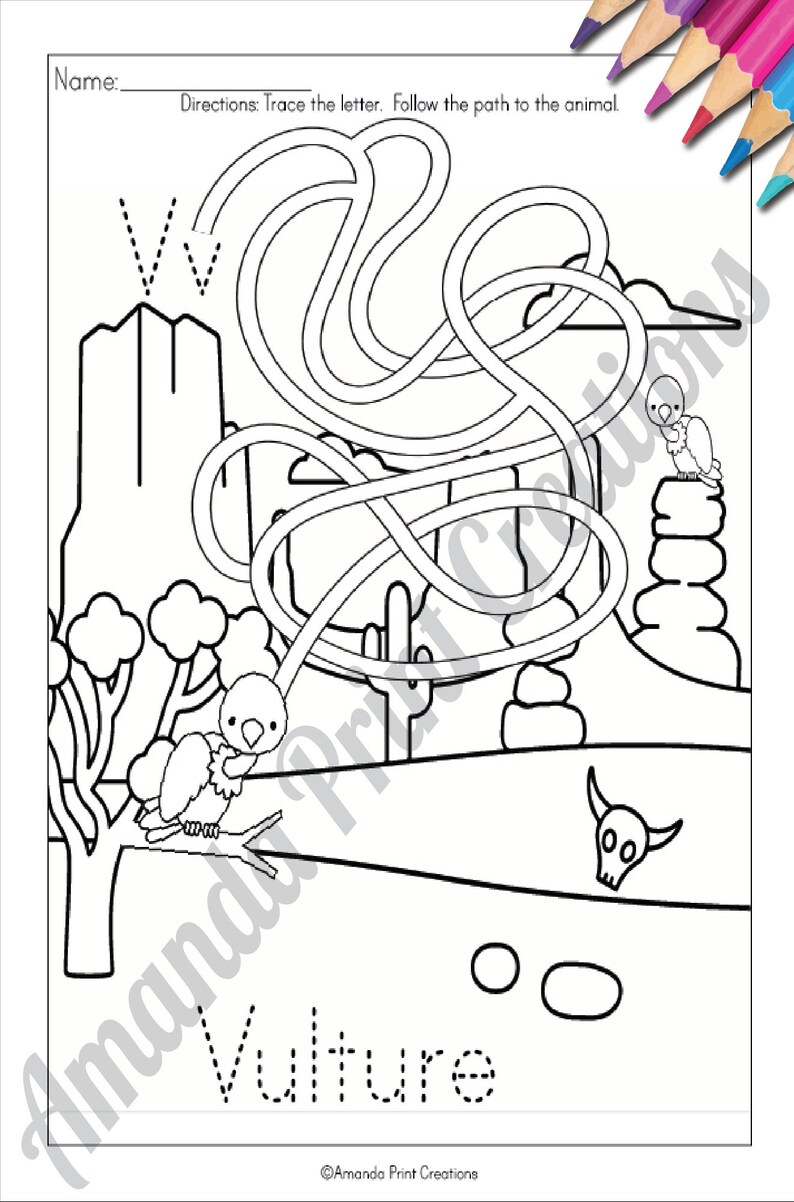 Alphabet Animal Mazes Activity Pages for Kids Kids Maze - Etsy