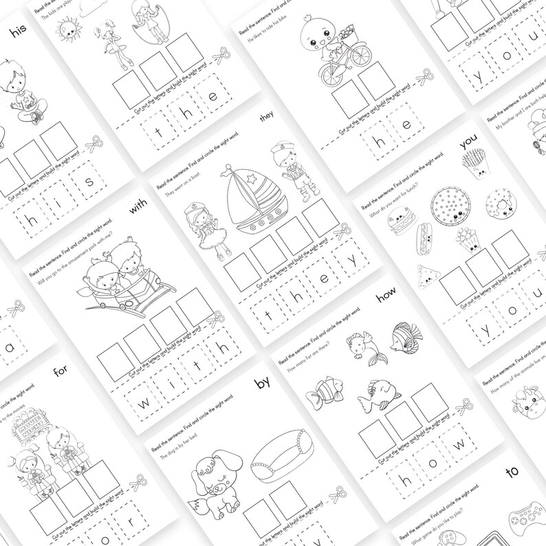 Sight Word Cut and Paste Activity, 50 Fry Sight Word Worksheets for ...